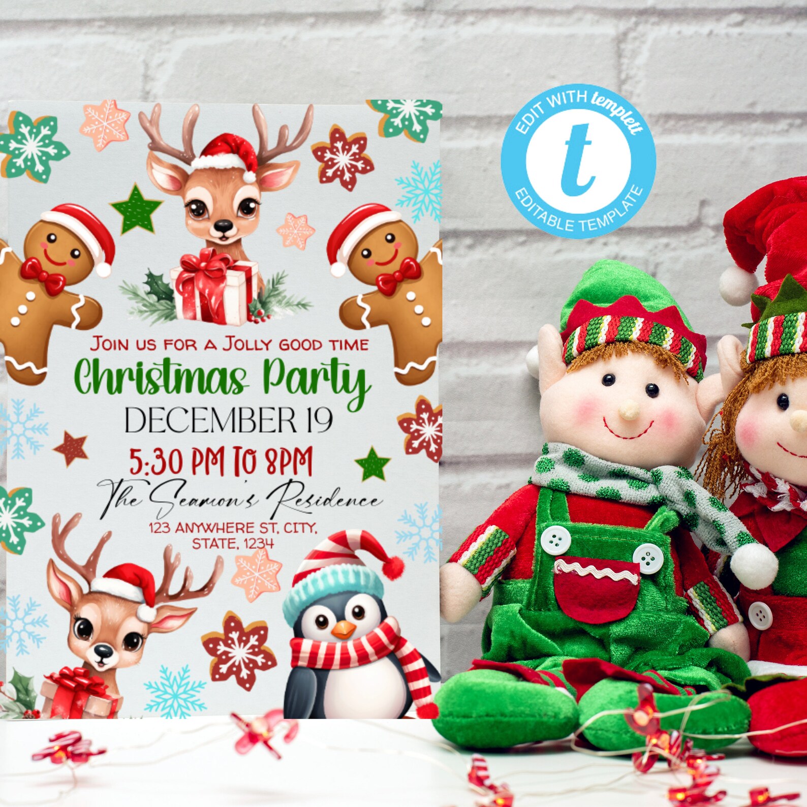 Editable Reindeer Christmas Invitation | Christmas Party | Making ...