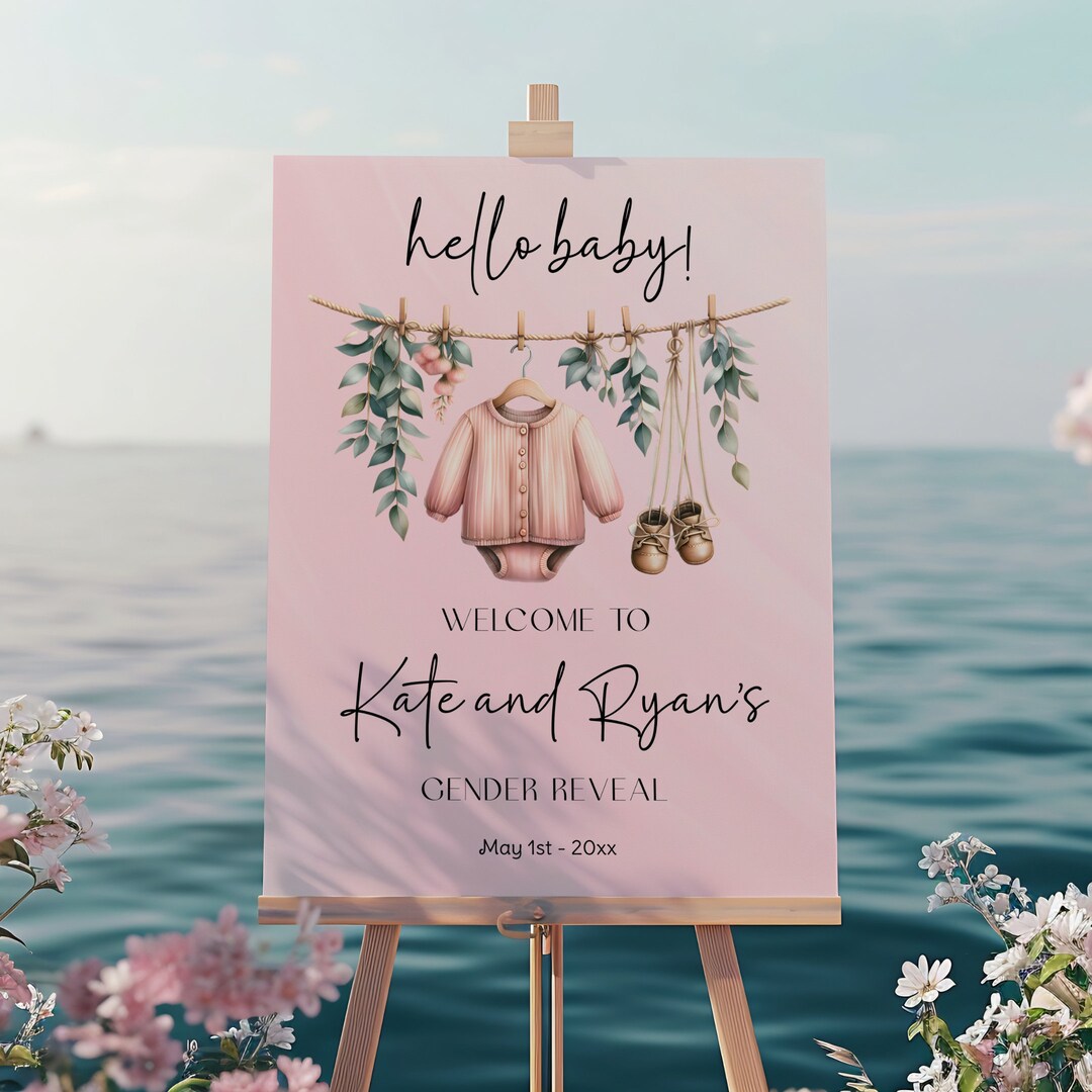 EDITABLE Hello Baby Girl Welcome Sign Template, Boho Baby Girl Shower ...