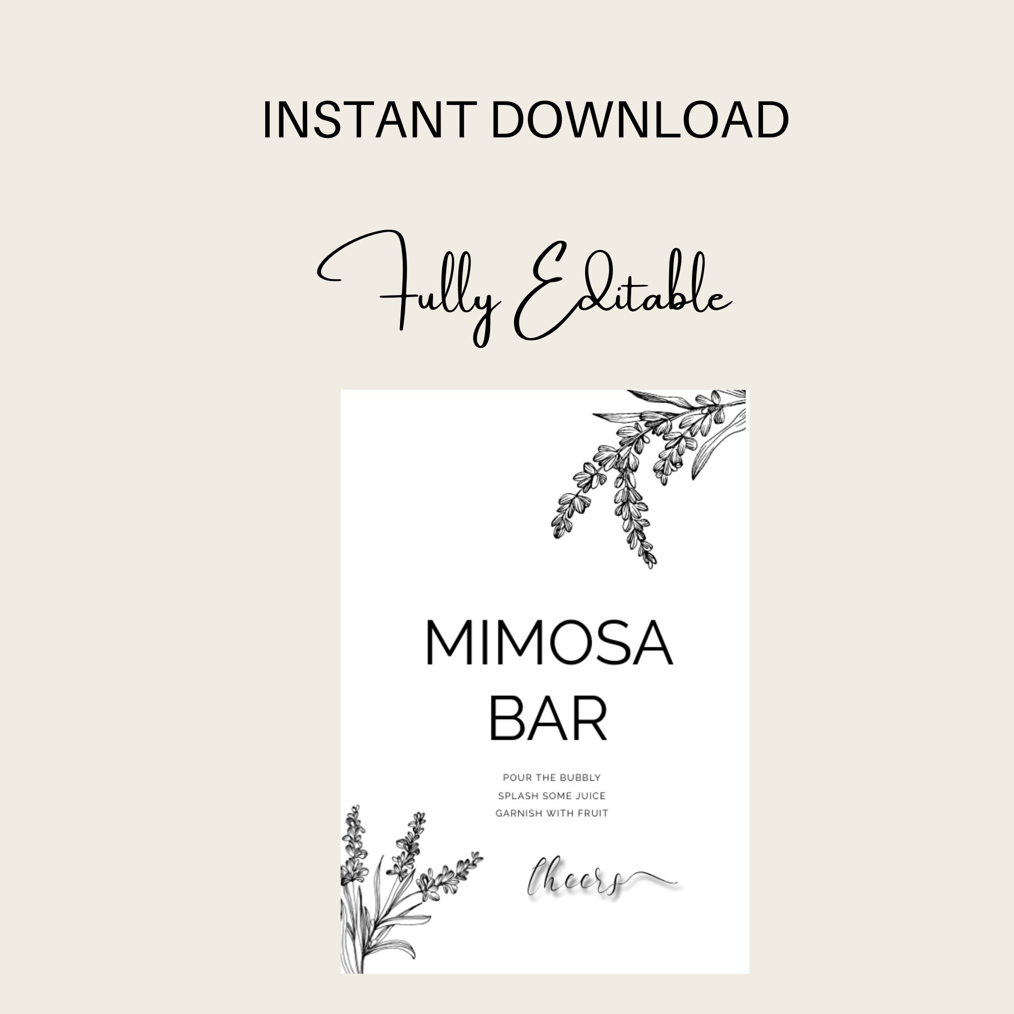 Mimosa Bar Sign, Bridal Shower Mimosa Sign, Floral Wedding Sign, Floral ...