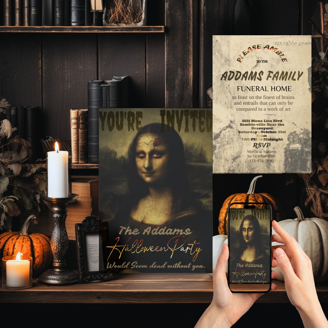 Halloween Zombie Mona Lisa Scary Spooky Party Invitation - Etsy