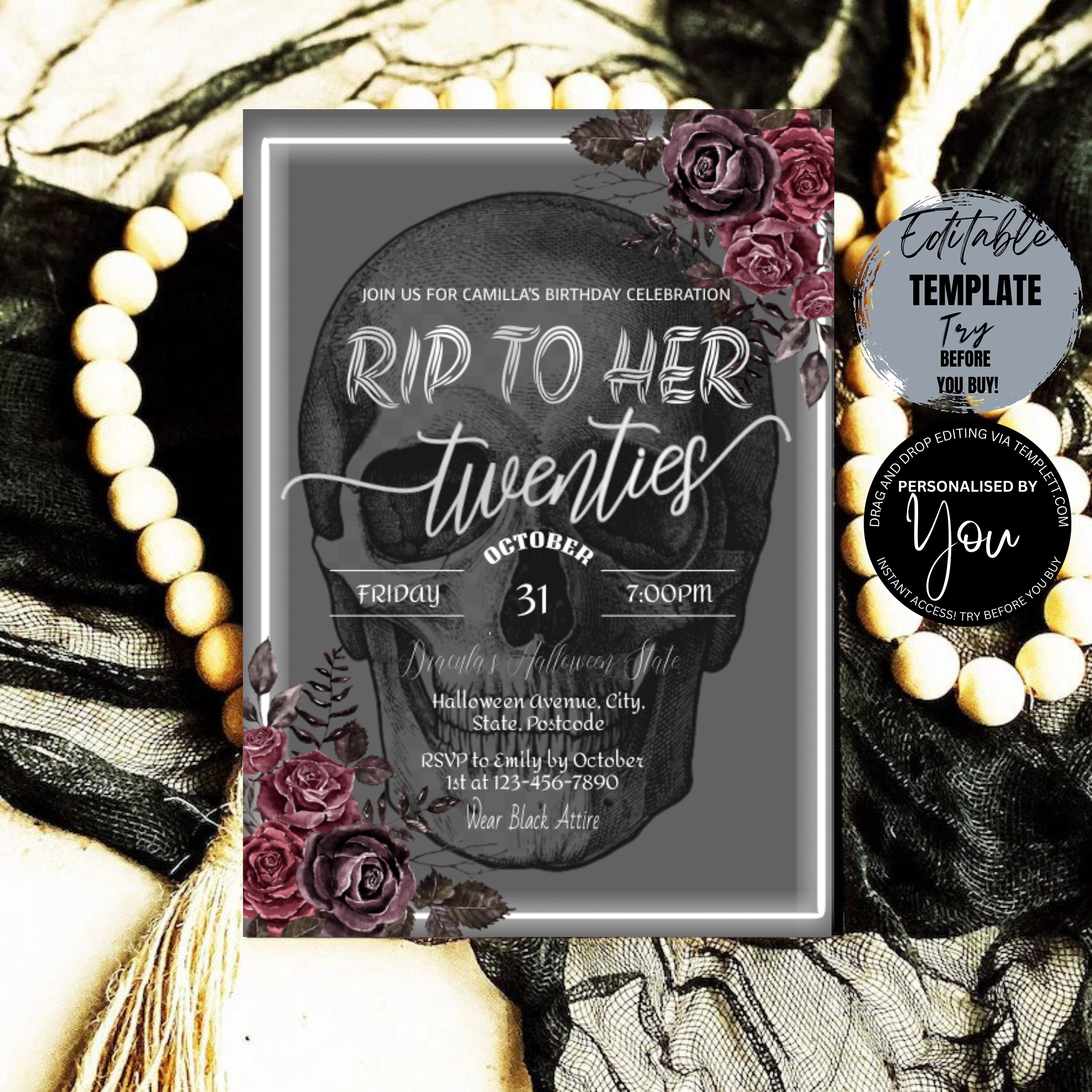 Plantilla de invitación de cumpleaños RIP a los años veinte, RIP a mis ...