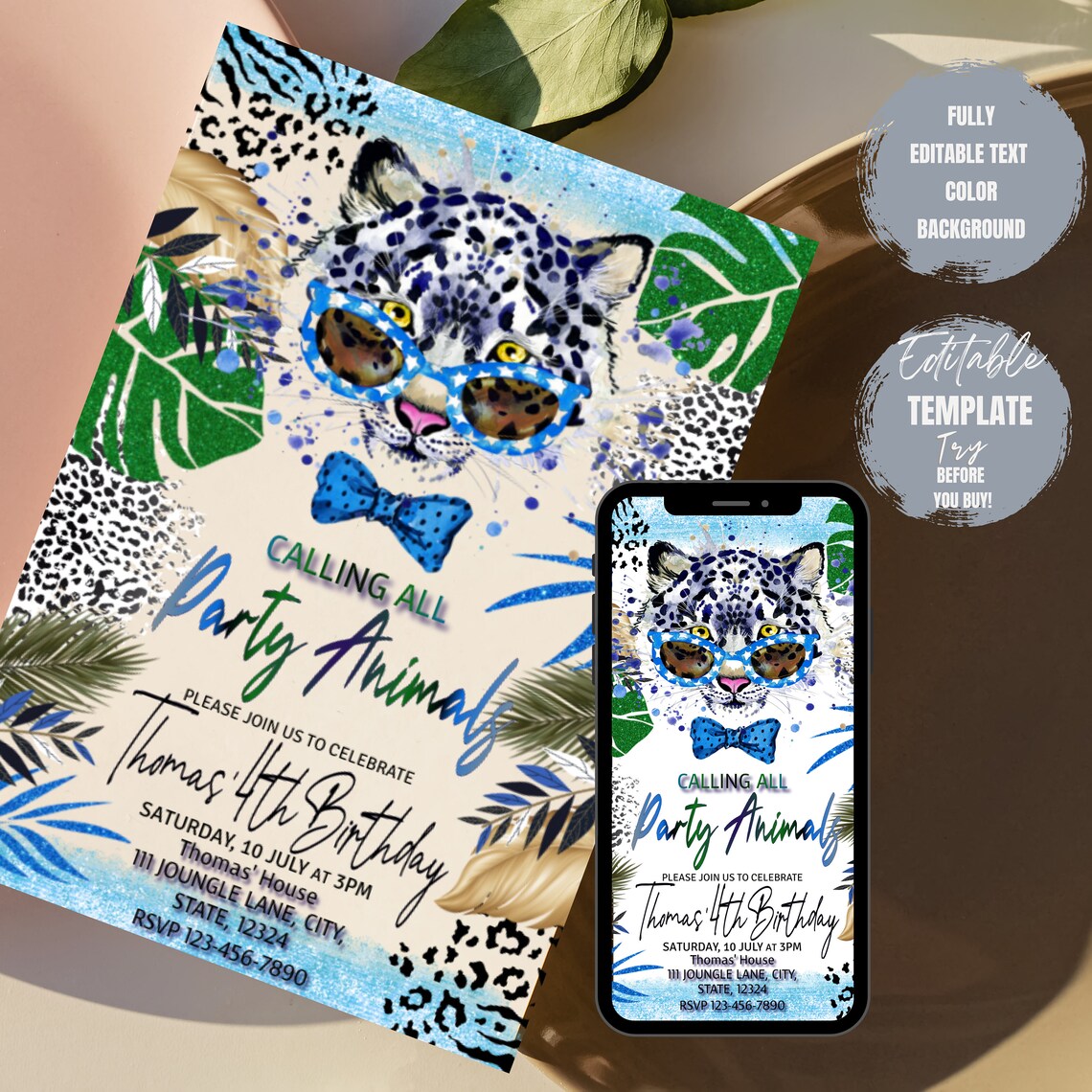 Cheetah Birthday Invitation Calling All Party Animals - Etsy