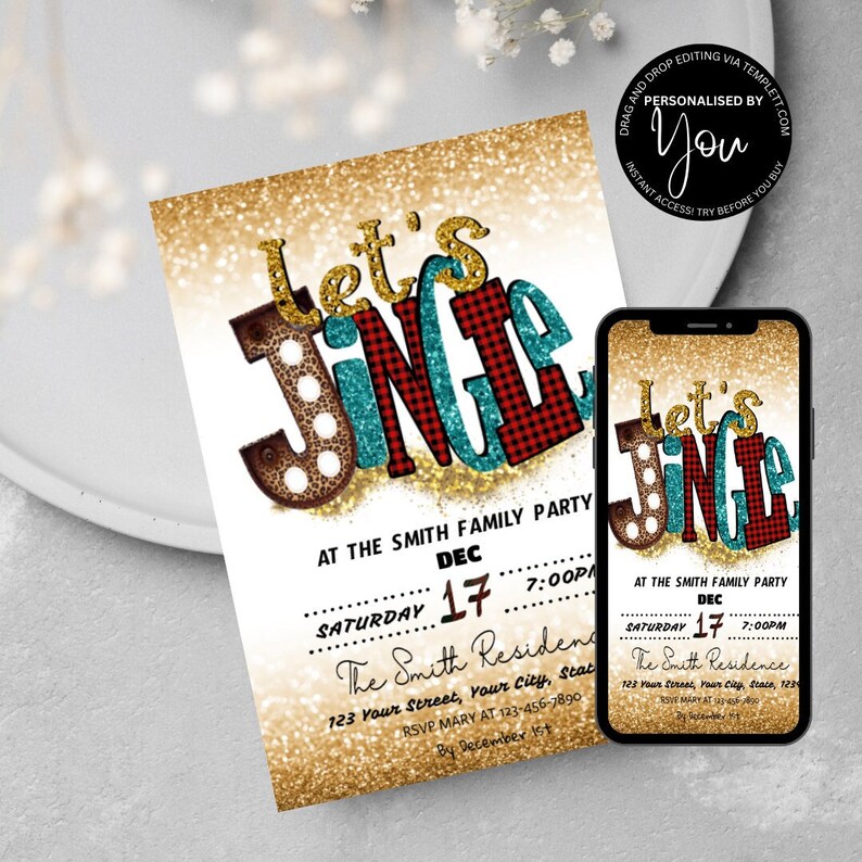 Let's Jingle Christmas Party Invitation , Christmas Party Invitation ...