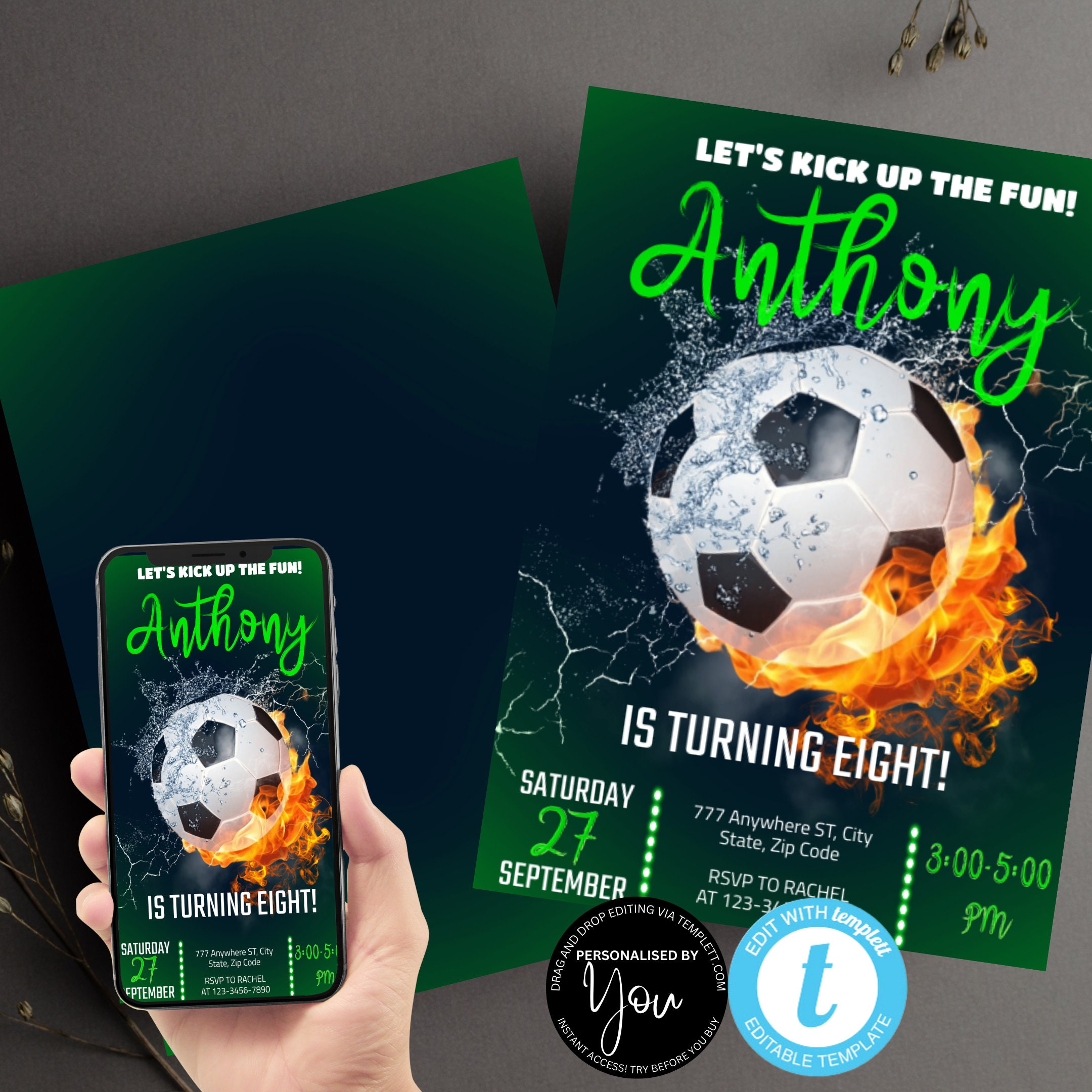 Soccer Birthday Invitation Template Soccer Party Invitation - Etsy