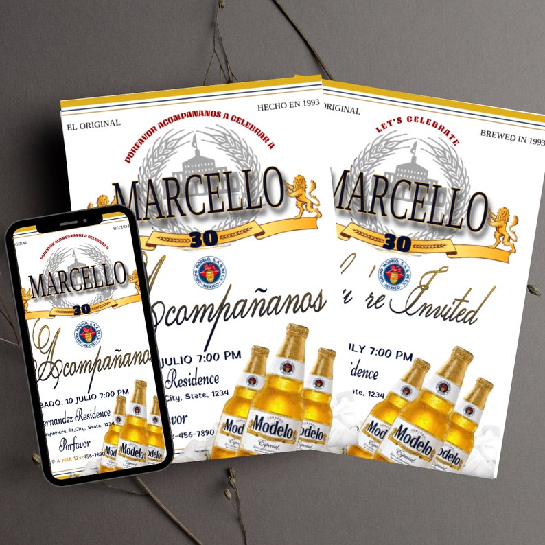 Modelo Beer Invitation Spanish & English, Digital Download, Modelo ...