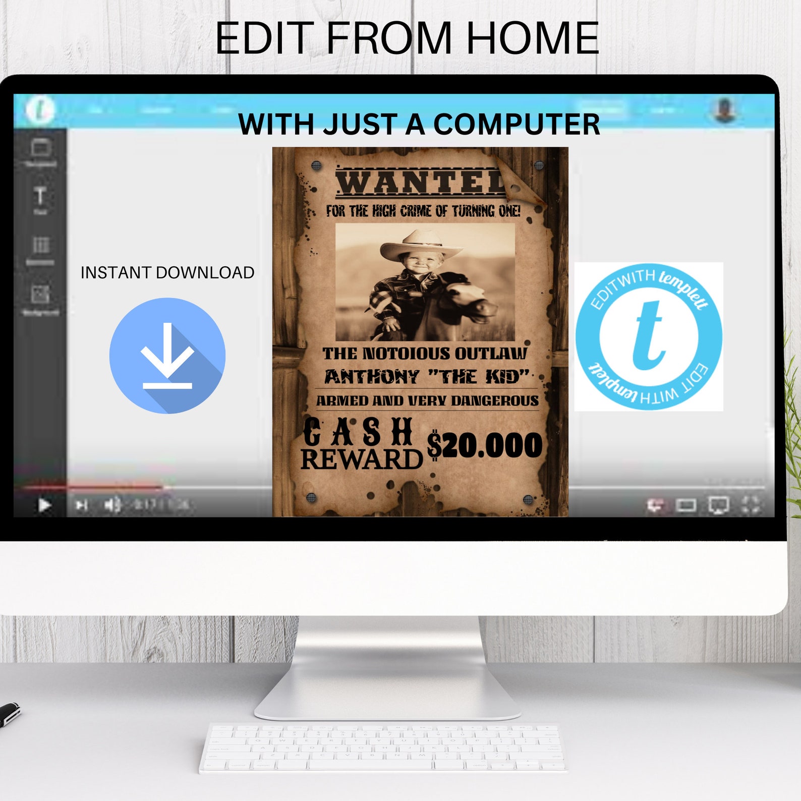 Wanted Birthday Sign, Wanted Birthday Poster, Cowboy Party, Cowboy ...