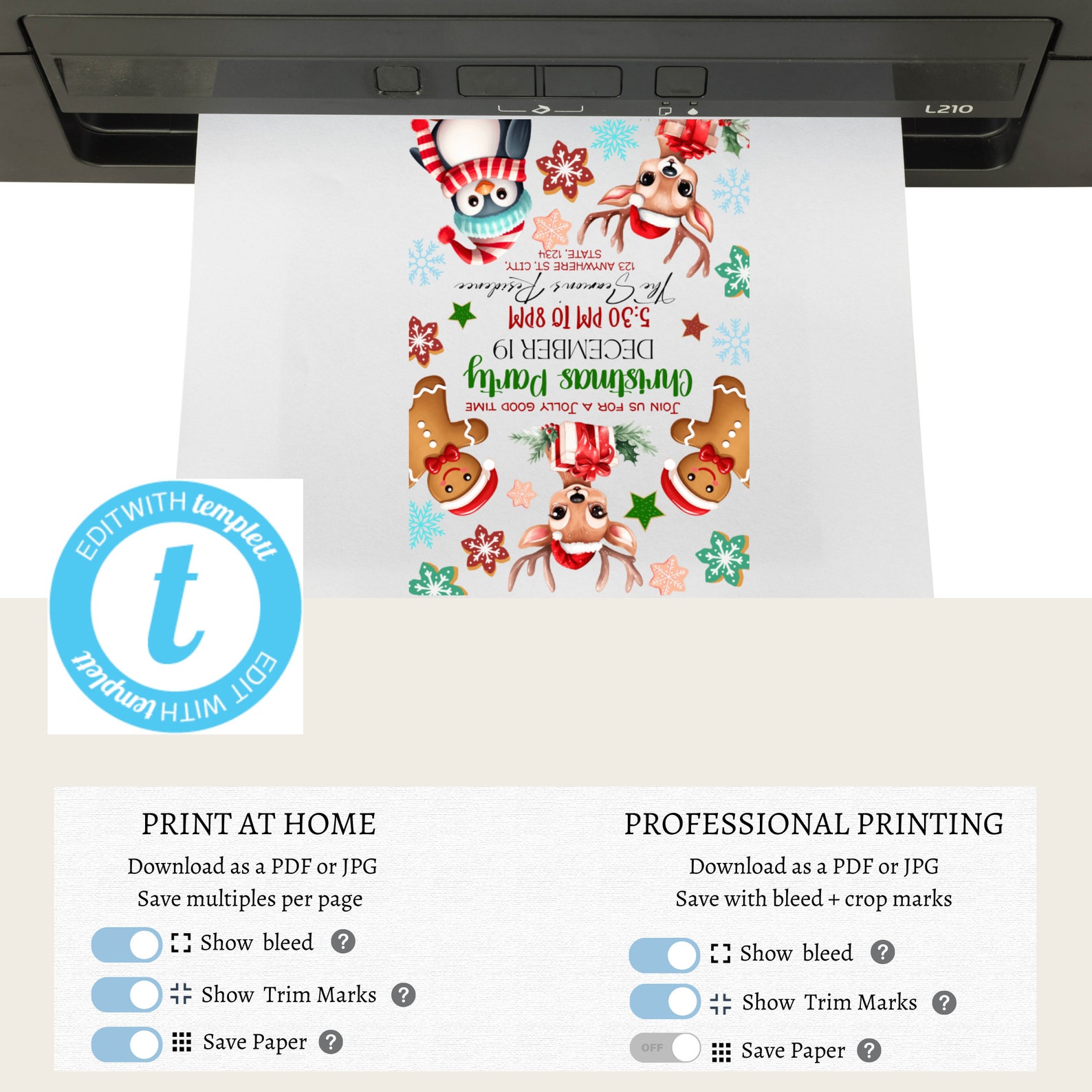 Editable Reindeer Christmas Invitation | Christmas Party | Making ...