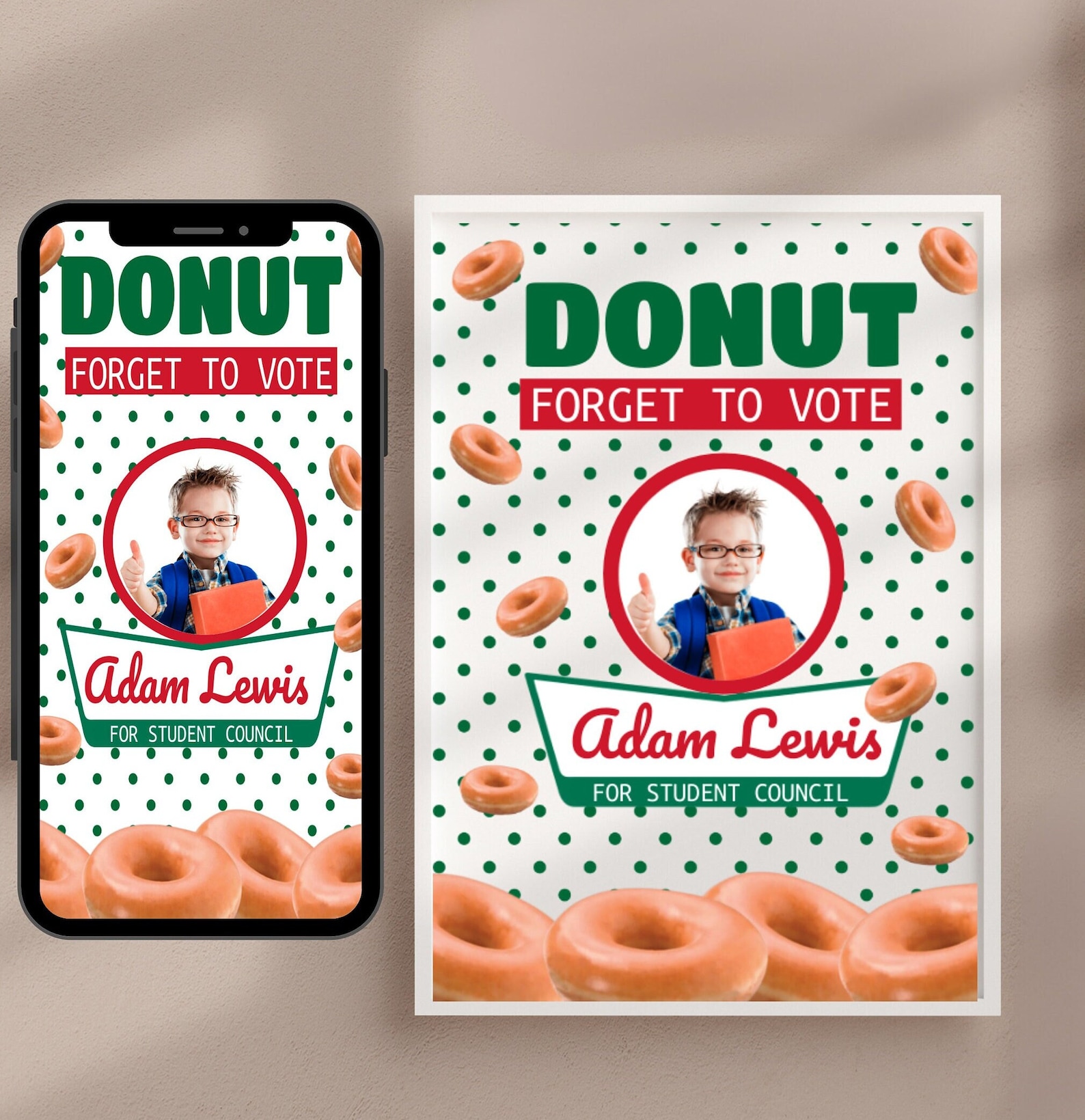 Donut Forget to Vote, Homecoming Queen Poster Sign, Class President ...