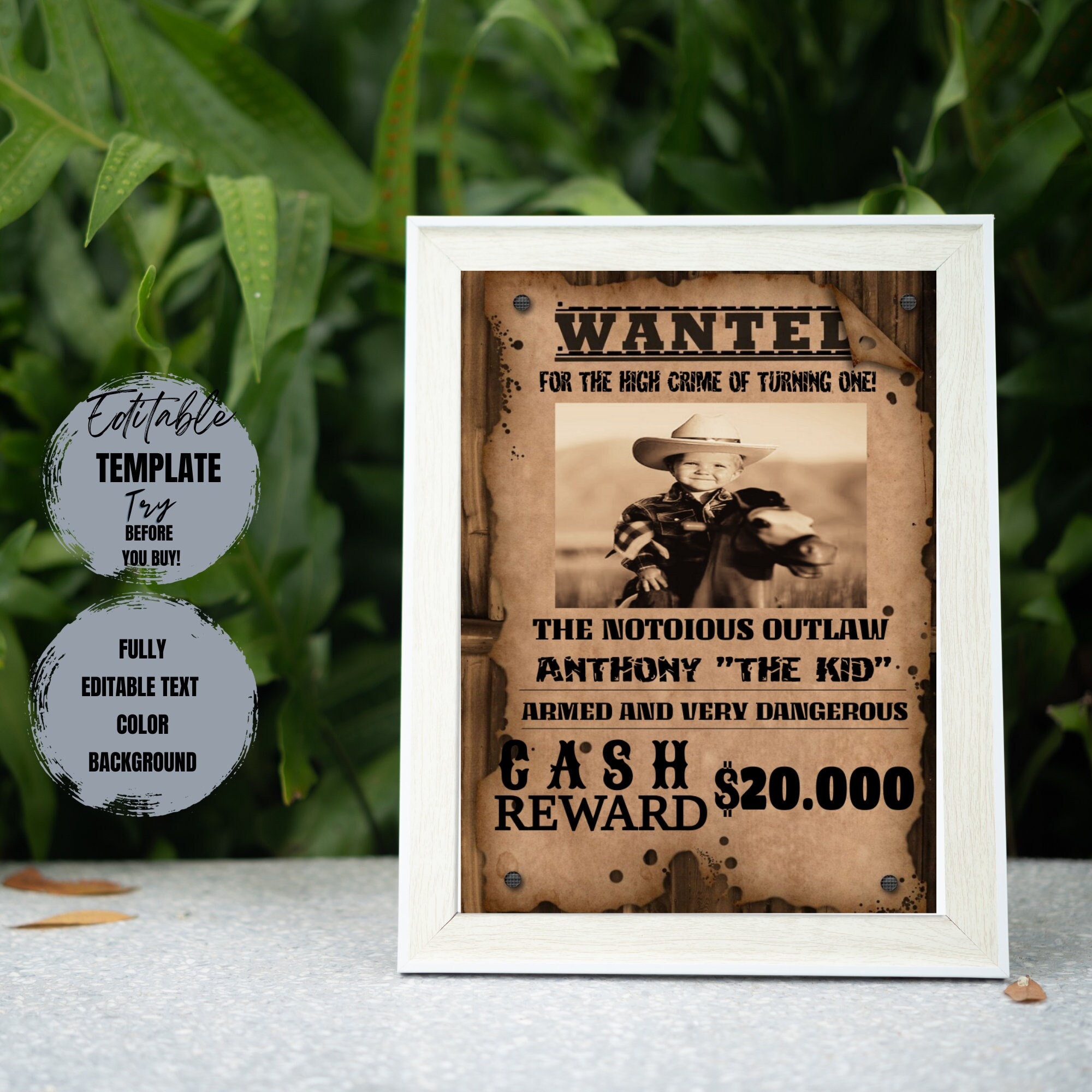 Wanted Birthday Sign, Wanted Birthday Poster, Cowboy Party, Cowboy ...
