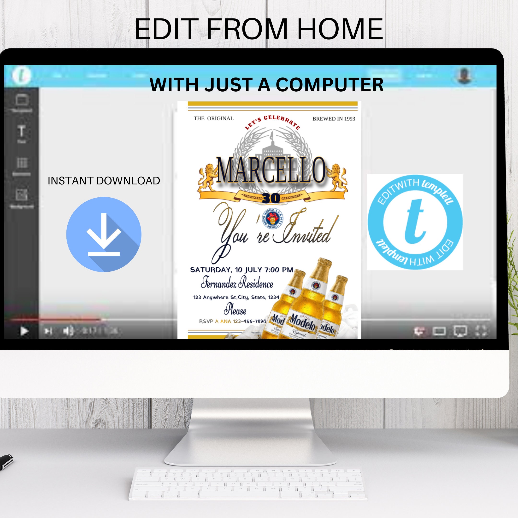 Modelo Beer Invitation Spanish & English, Digital Download, Modelo ...