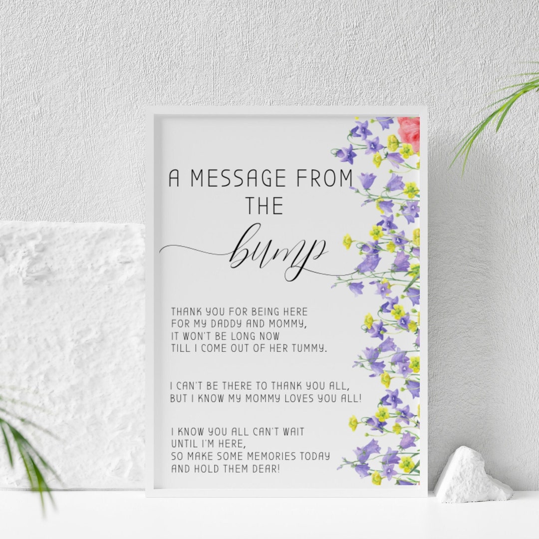 Message From the Bump Sign, Wildflower Baby Message Sign, Baby Bump ...