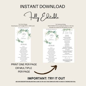 Greenery Wedding Program, Printable Wedding Ceremony Program, Geometric ...