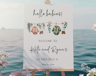 Gender Reveal Welcome Sign Template, Boho Gender Reveal Boy Girl ...
