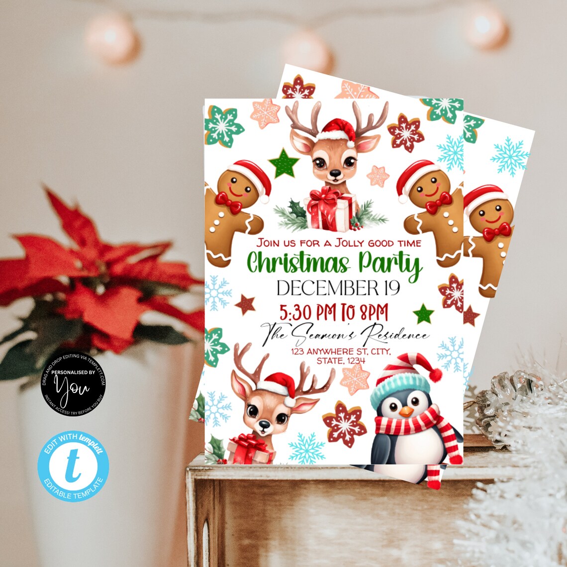 Editable Reindeer Christmas Invitation | Christmas Party | Making ...