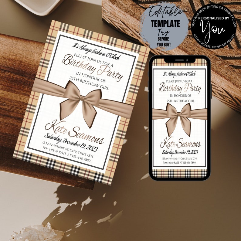 Classy & Chic Birthday Party Invitation Template for Her, Designer ...