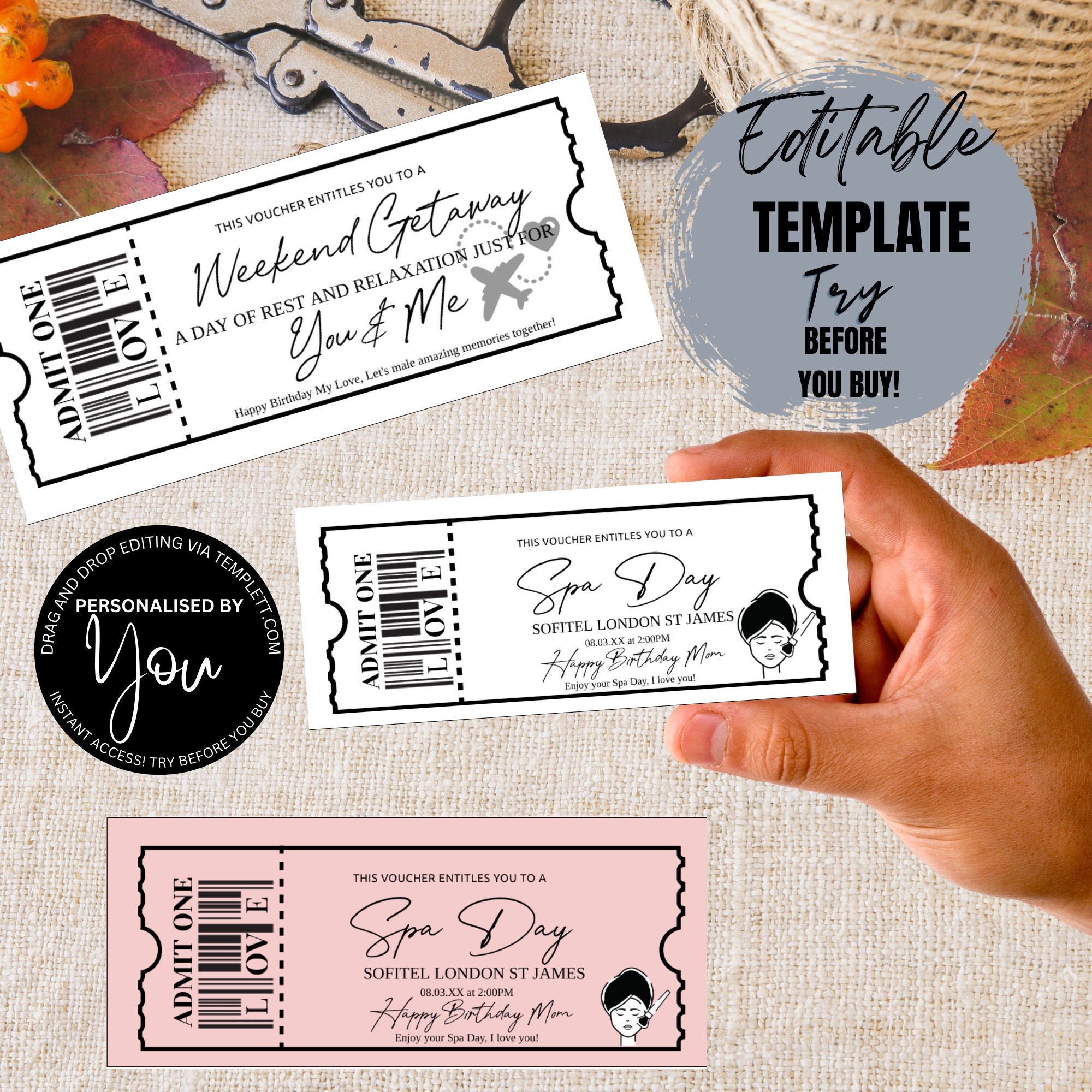 Editable Birthday Voucher Template Bundle, Surprise Birthday Gift ...