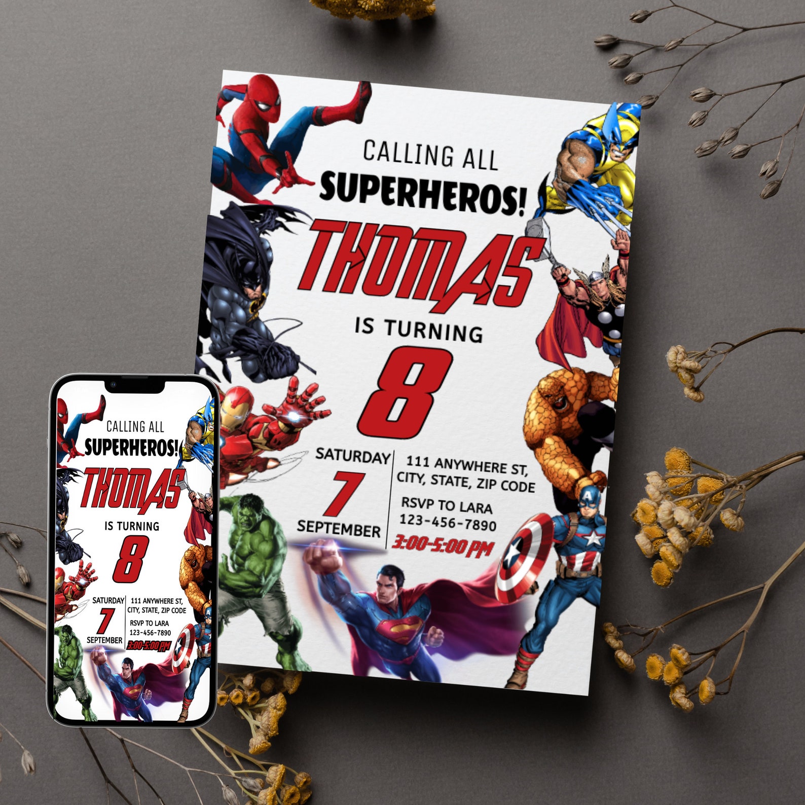 Superhero Birthday Invitation Template, Avengers Invitation, Superhero ...