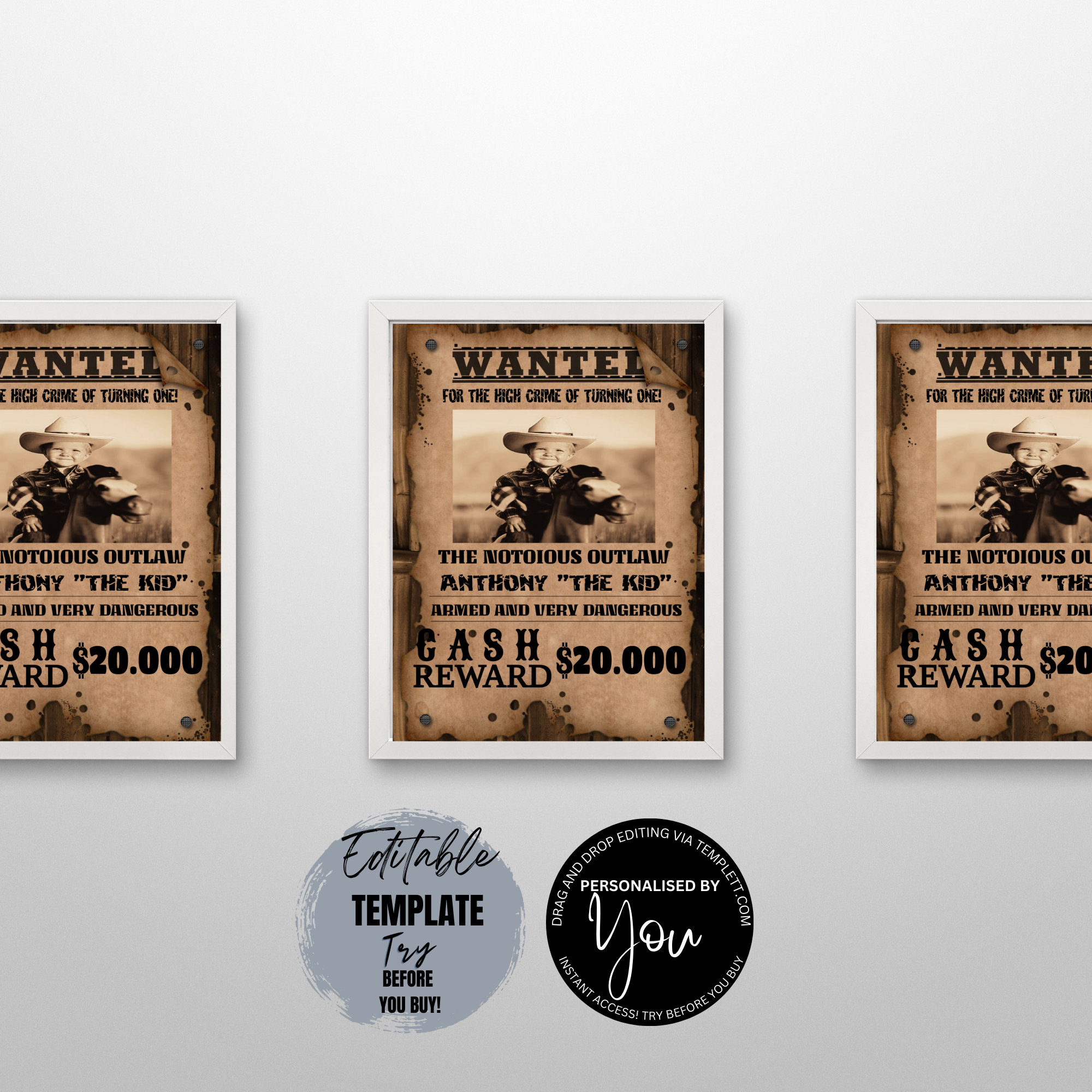 Wanted Birthday Sign, Wanted Birthday Poster, Cowboy Party, Cowboy ...