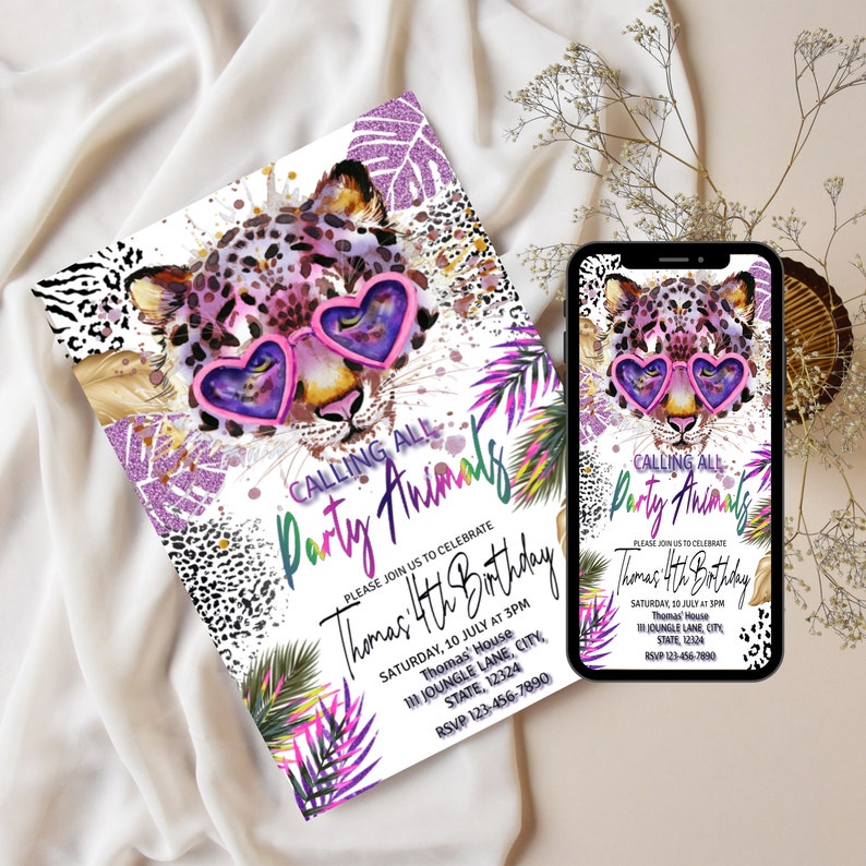 Calling All Party Animal Birthday Invitation Leopard Print - Etsy