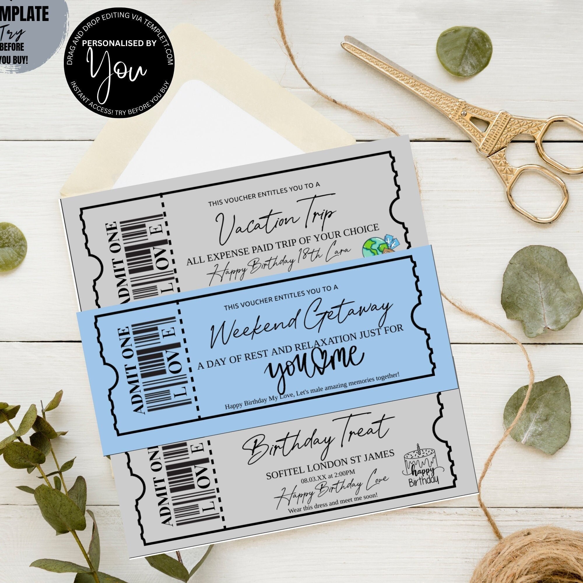 Editable Birthday Voucher Template Bundle, Surprise Birthday Gift ...