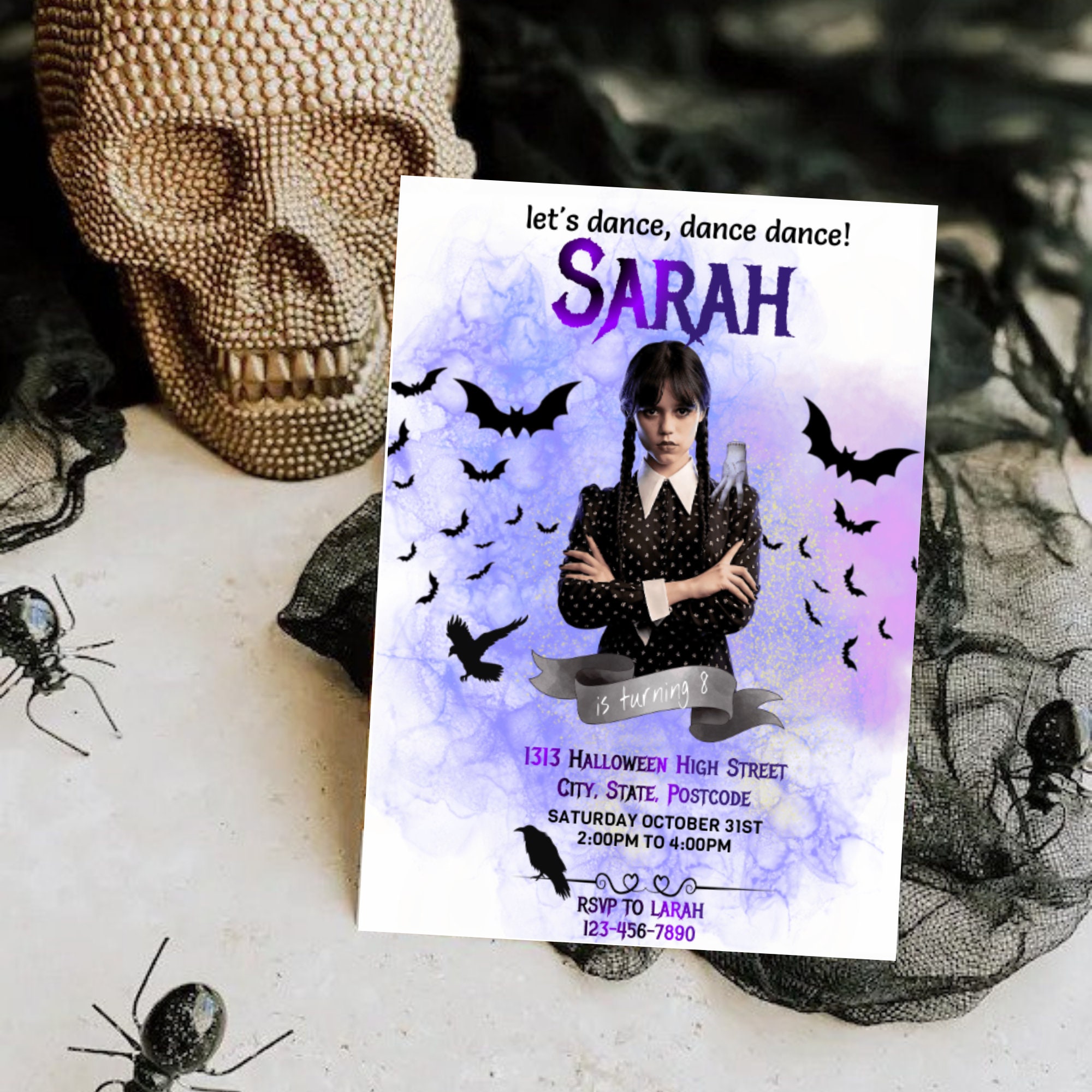 Editable Digital Wednesday Addams Birthday Invitation Self-editable 5x7 ...