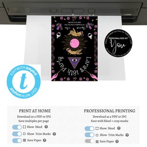 Editable Digital Crystal Ball Witchy Birthday Invitation Self-editable ...