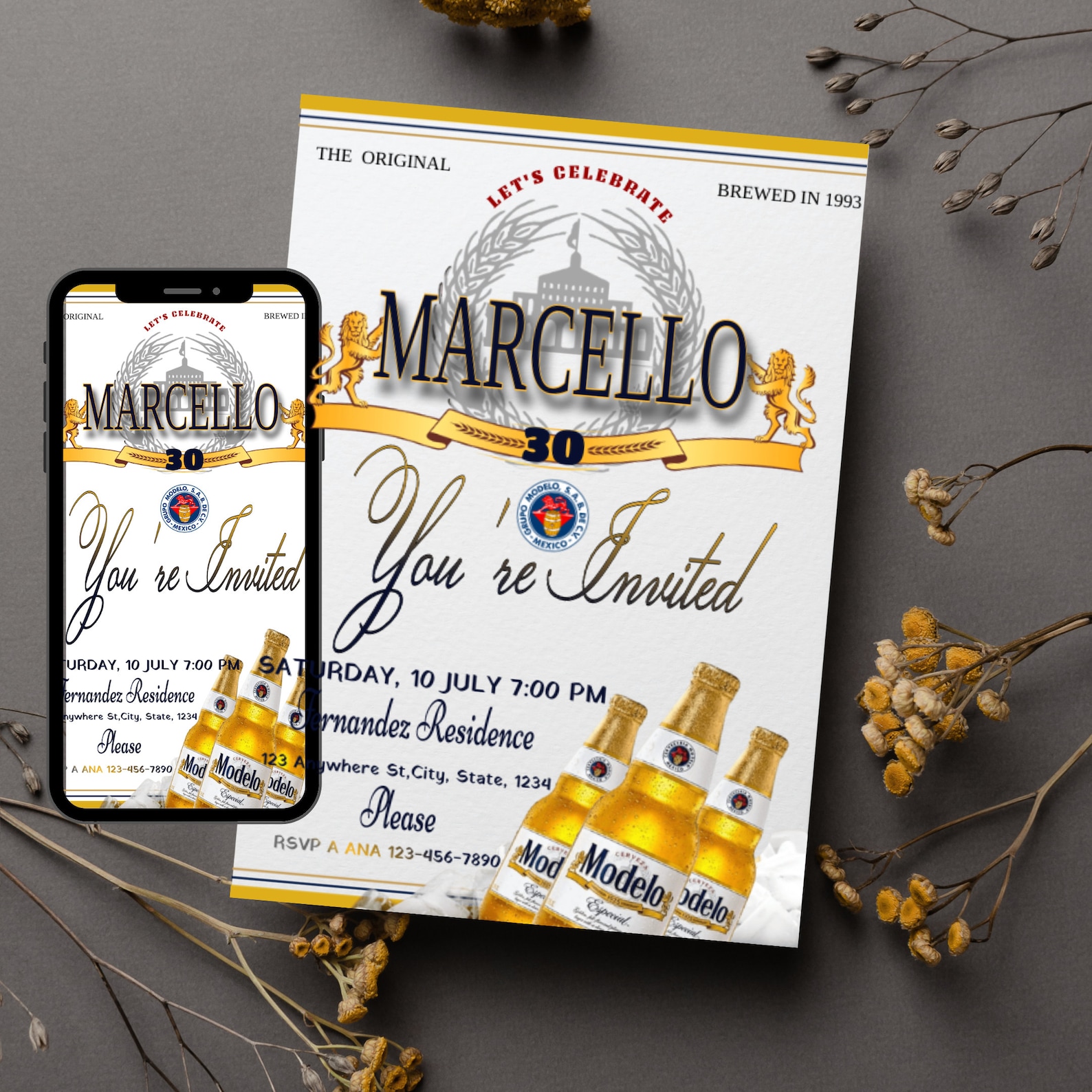 Modelo Beer Invitation Spanish & English, Digital Download, Modelo ...