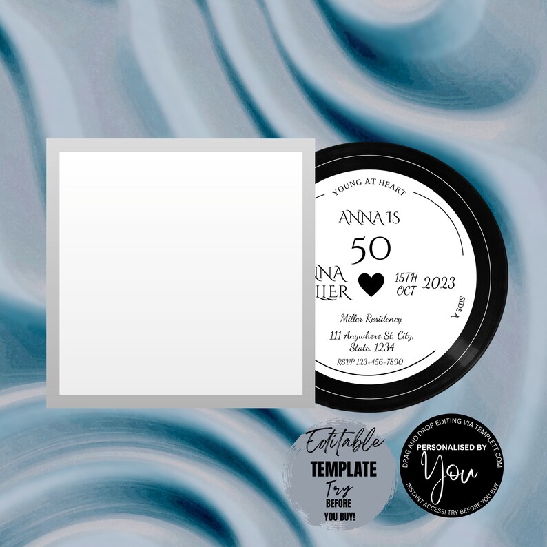 Editable Vinyl Record Birthday Invitation, DIY Vintage Vinyl Record ...