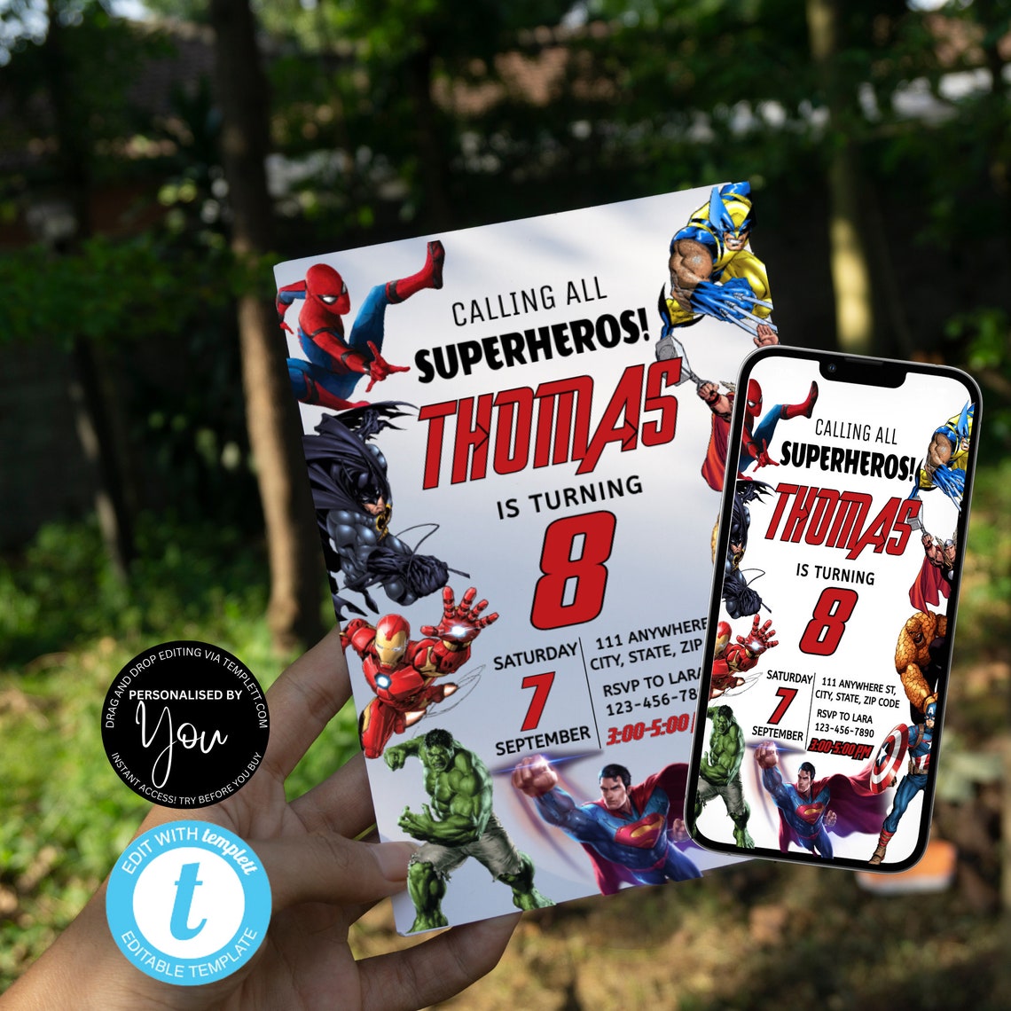 Superhero Birthday Invitation Template, Avengers Invitation, Superhero ...