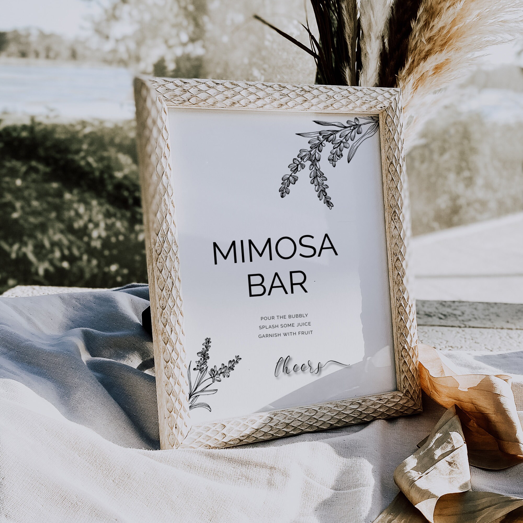 Mimosa Bar Sign, Bridal Shower Mimosa Sign, Floral Wedding Sign, Floral ...