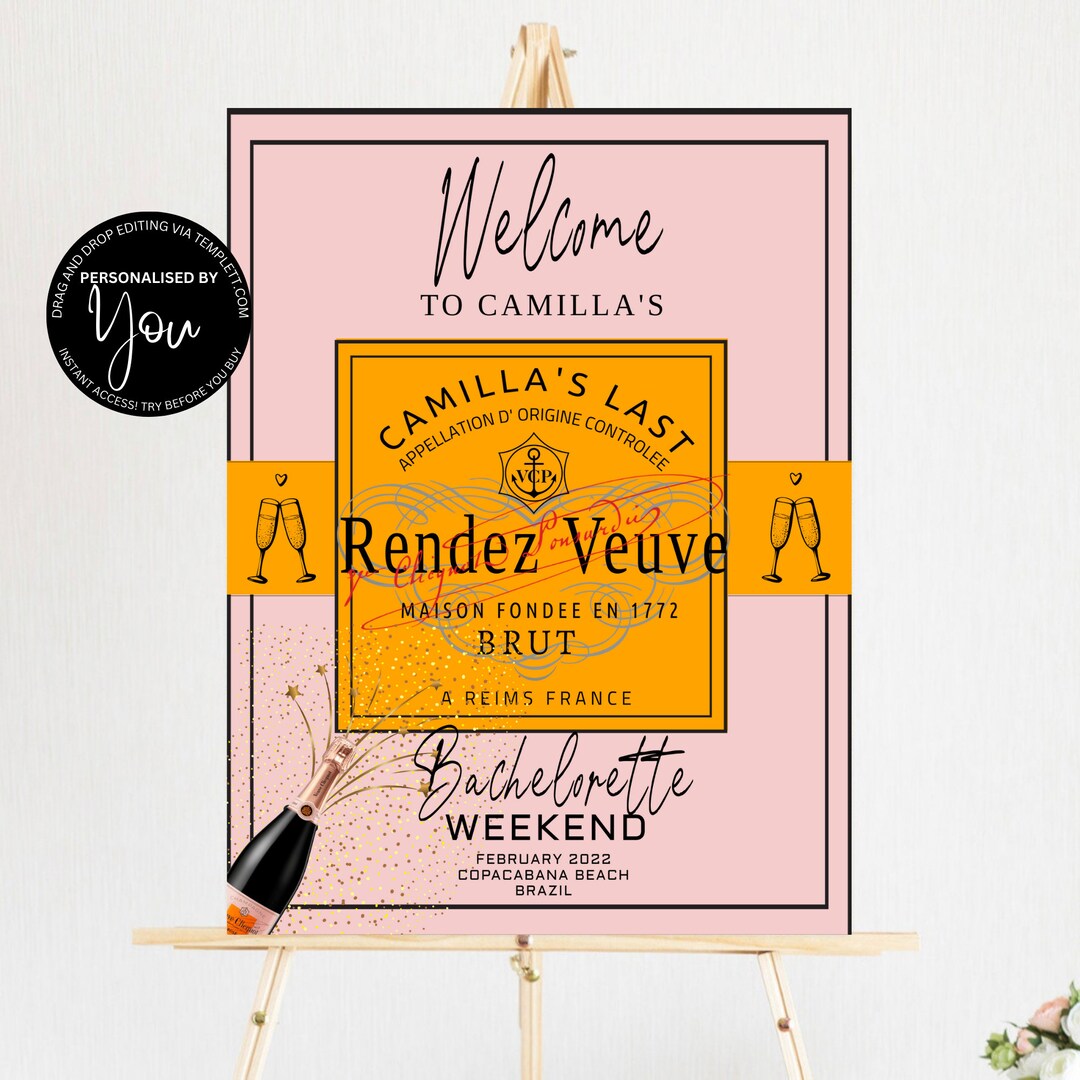 Champagne Bachelorette Bridal Shower Party Welcome Sign,diy Welcome ...