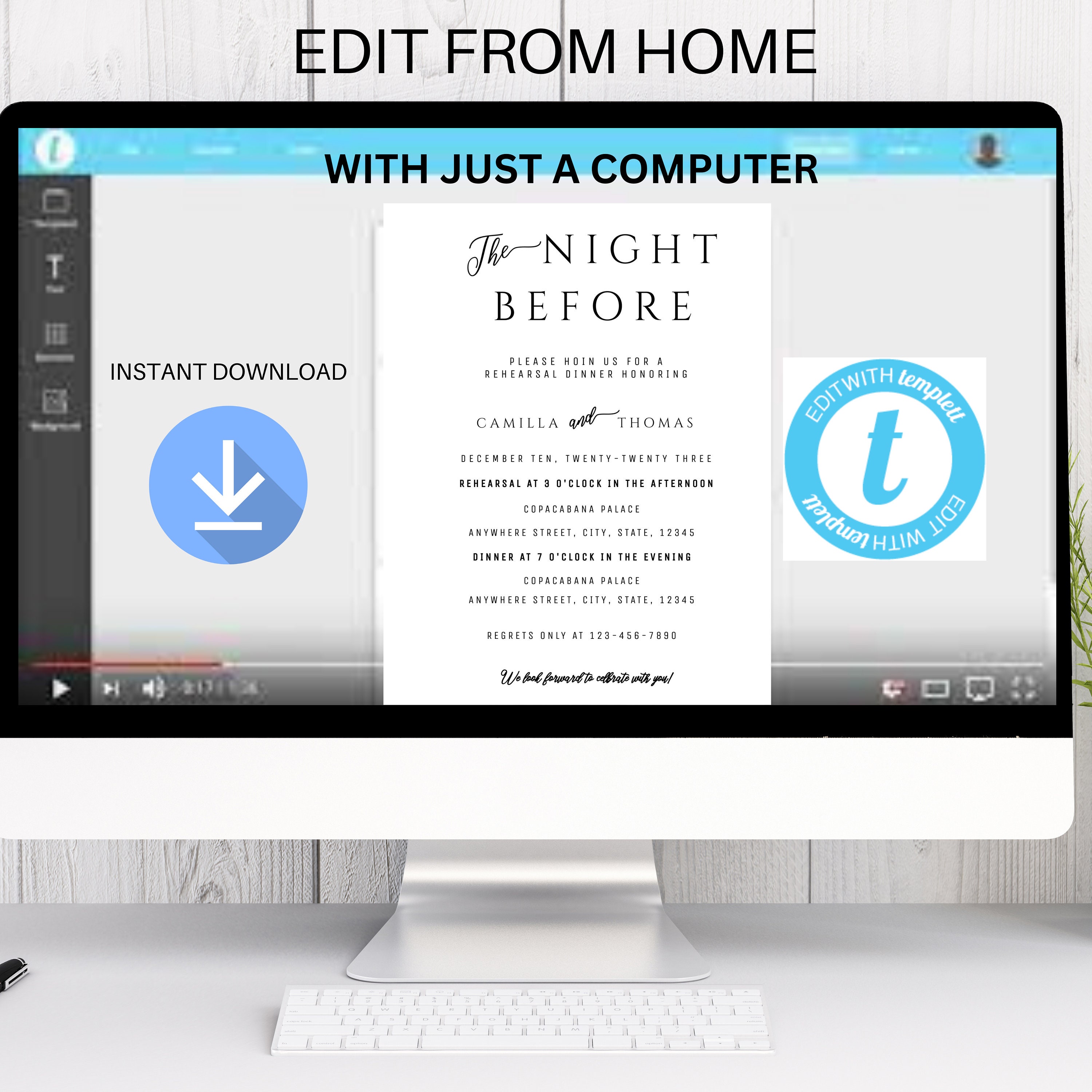 Electronic Rehearsal Dinner Invitation Templatetext Message - Etsy