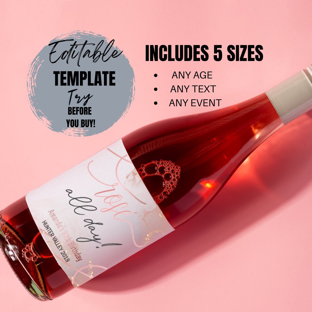 Minimalist Birthday Wine Label Template/editable Custom Template ...