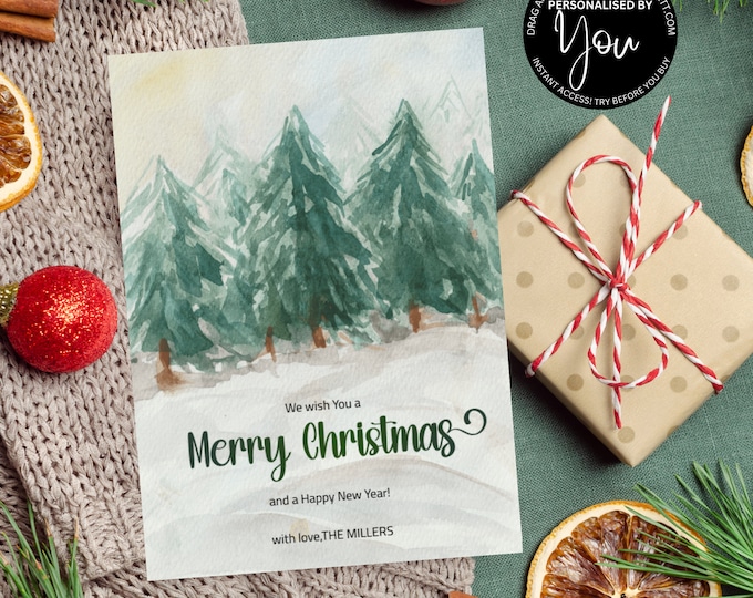 Pine Tree Note Card Set of 10 in White or Light Ivory With Matching ...