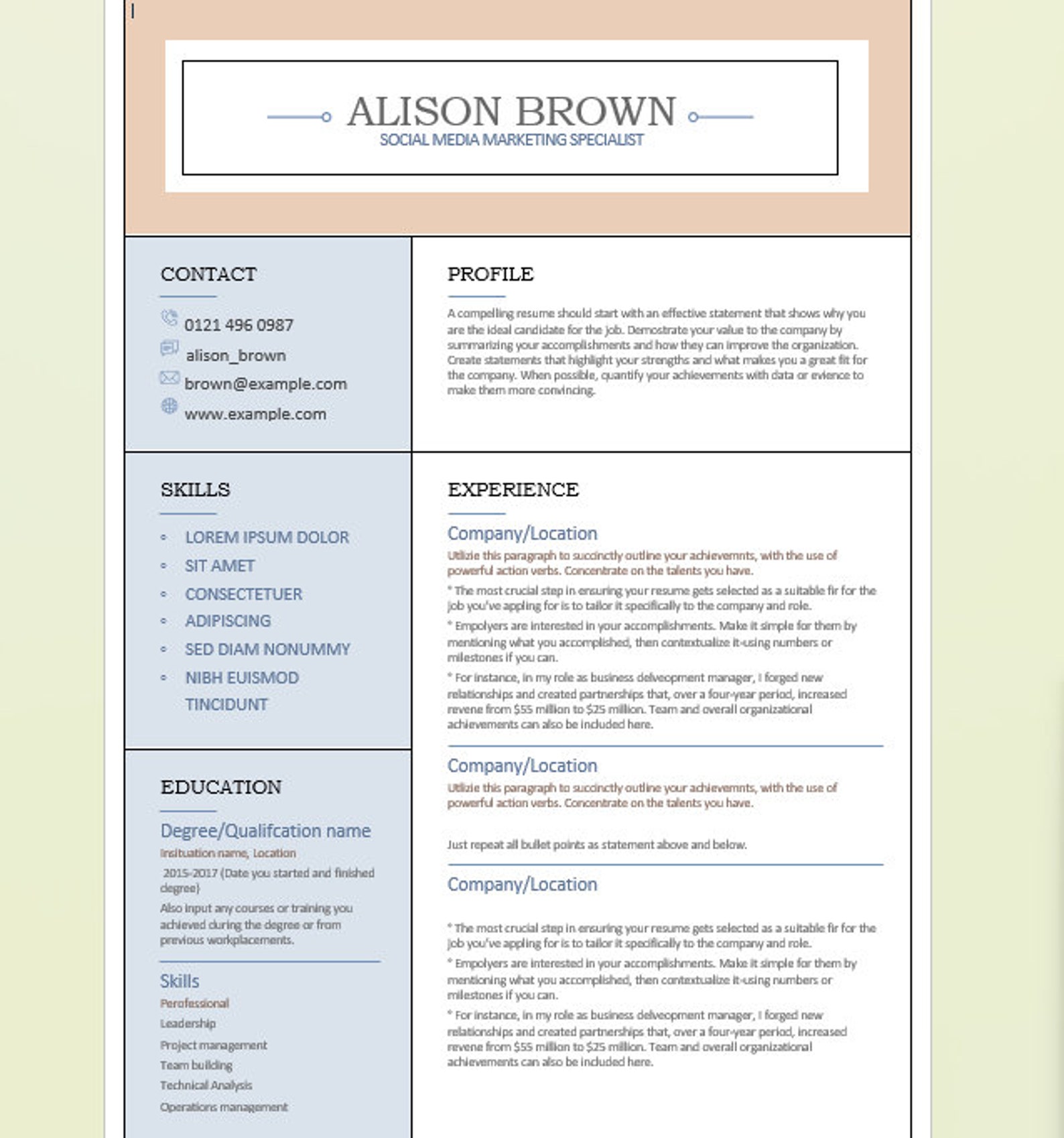 Cv Template, Resume Template, Professional Curriculum Template, Job ...