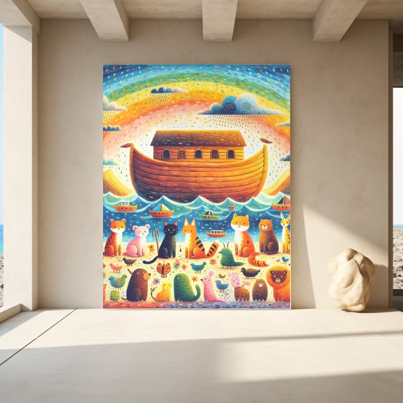 Noahs Ark Nursery, Noahs Ark Clipart, Noahs Ark Print, Baby Noahs Ark, Christian Wall Art Gift ...