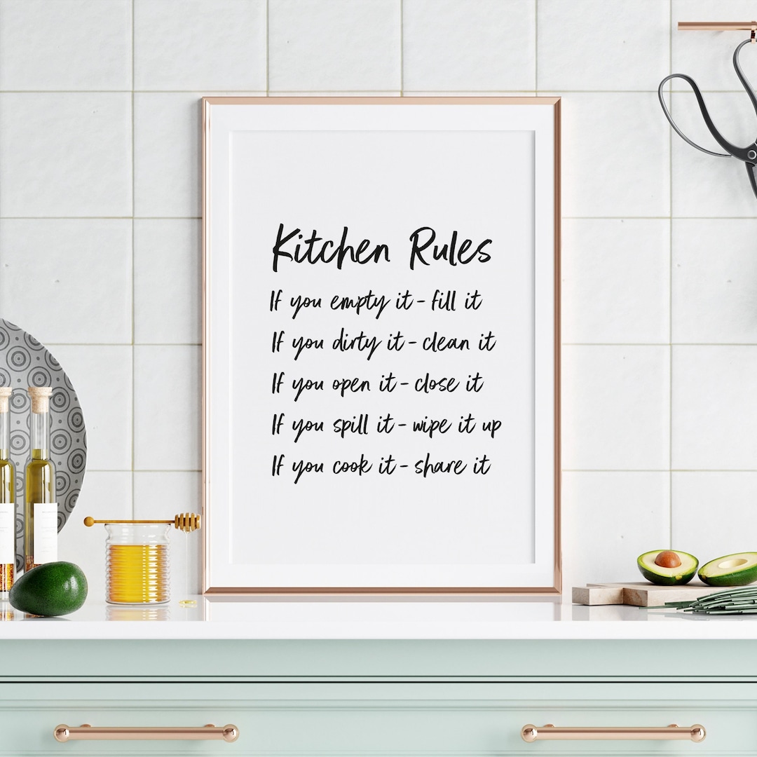 White Kitchen Rules Print, Kitchen Prints, Home, Poster, Mothers Day ...