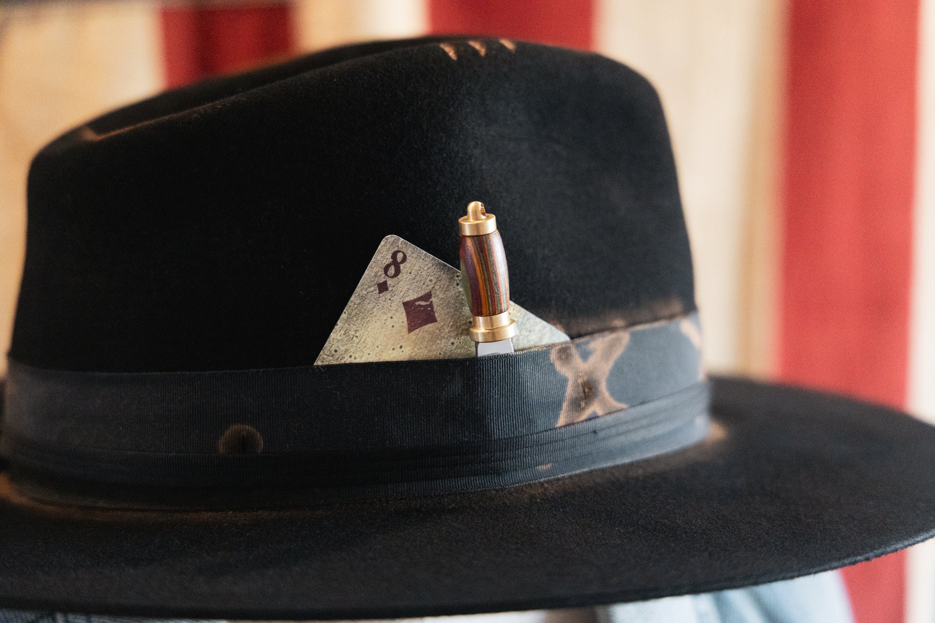 3" Bowie Blade With Wooden Handle - Knife Hat Accessory - Etsy