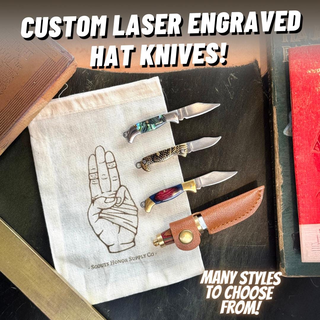 Laser Engraved Mini Hat Knife: Custom Fedora Accessory - Etsy