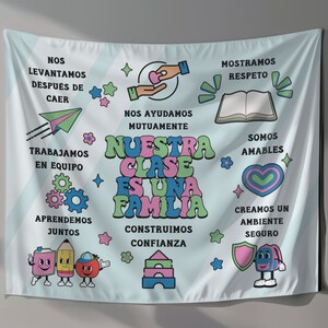 Bilingual Classroom Decor, Our Class is A Family, Classroom Tapestry ...