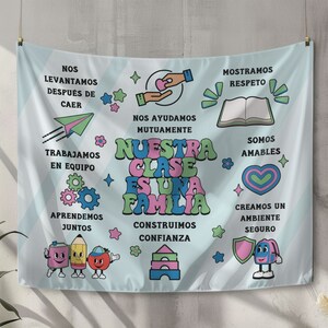 Bilingual Classroom Decor, Our Class is A Family, Classroom Tapestry ...