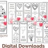 Valentine's Day Coloring Bookmarks for Kids, Set of 12 DIY Printable ...