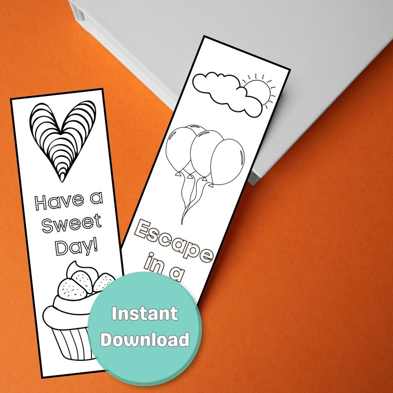 Valentine's Day Coloring Bookmarks for Kids, Set of 12 DIY Printable ...