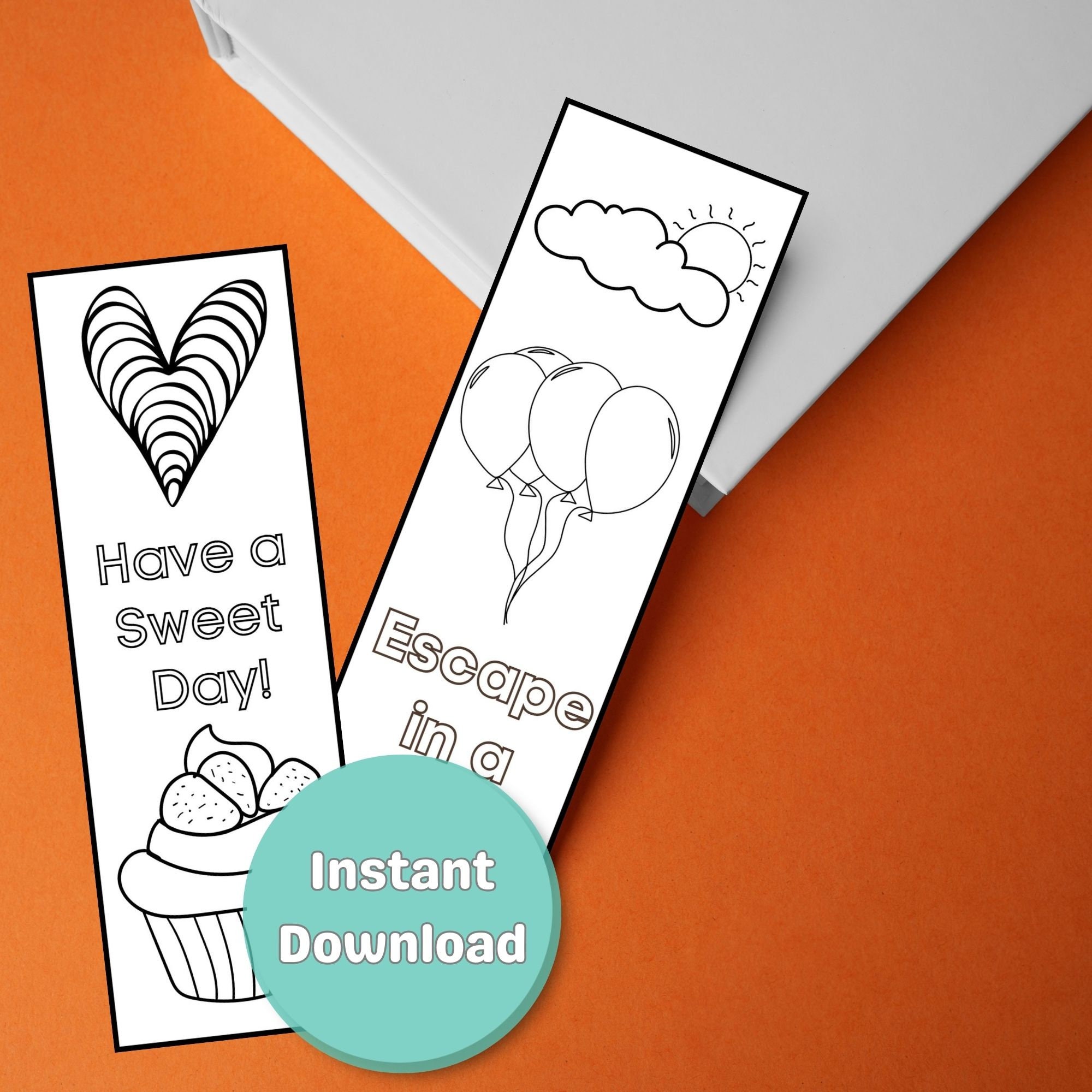 Valentine's Day Coloring Bookmarks for Kids, Set of 12 DIY Printable ...