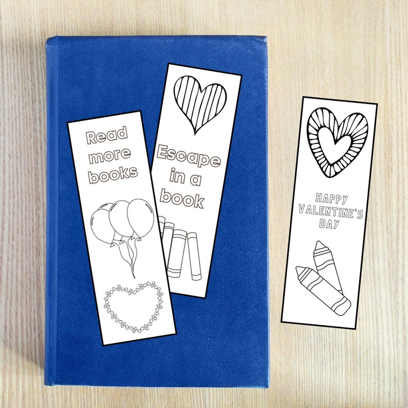 Valentine's Day Coloring Bookmarks for Kids Set of 12 DIY - Etsy