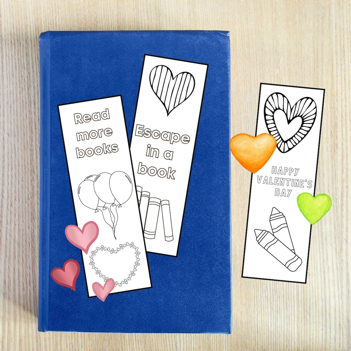 Valentine's Day Coloring Bookmarks for Kids, Set of 12 DIY Printable ...