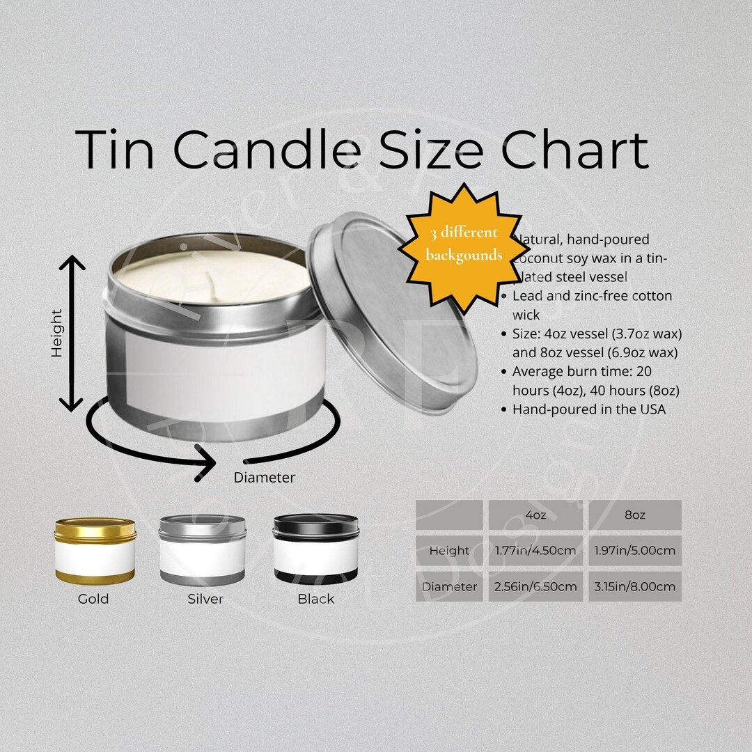Tin Candle Size Chart & Scent Descriptions: Etsy Seller Tools (digital ...