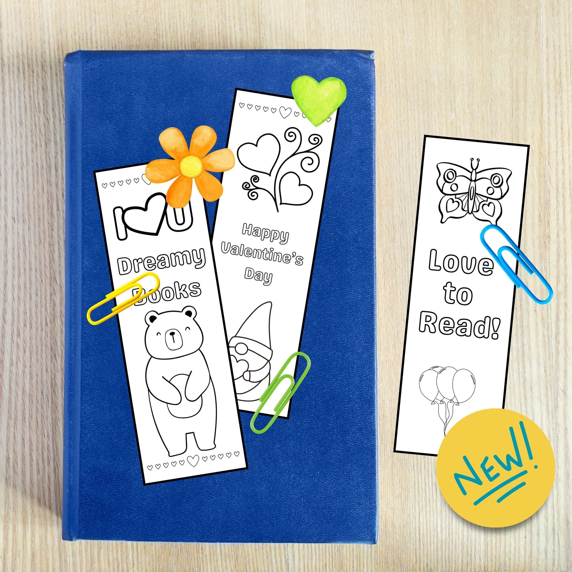 Valentine's Day Coloring Bookmarks for Kids, Set of 16 DIY Printable ...