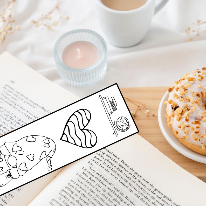 Valentine's Day Coloring Bookmarks for Kids, Set of 12 DIY Printable ...