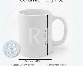 Coffee Mug Mockup Size Chart, 11 Oz & 15 Oz Ceramic Mug Comparison ...
